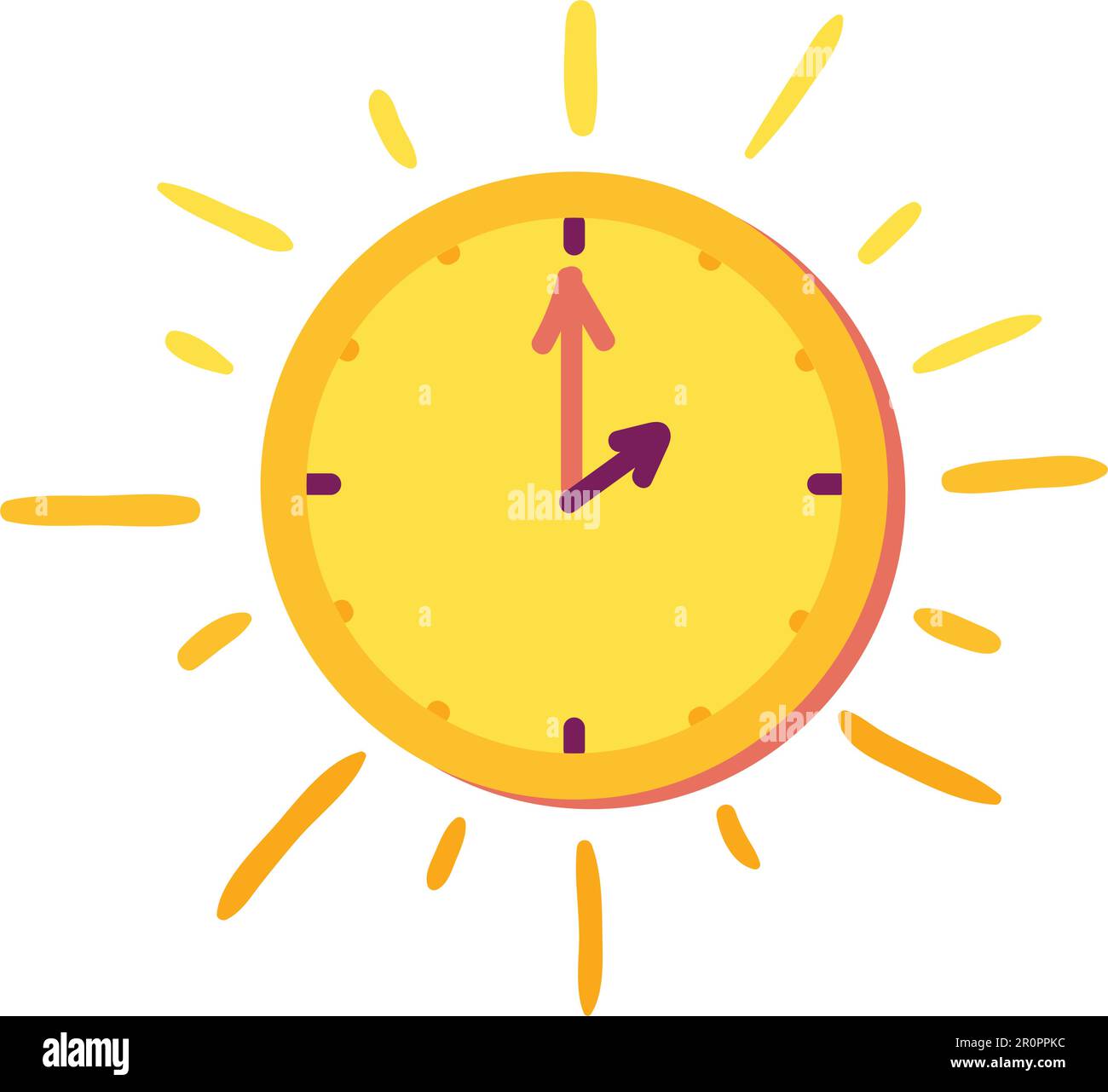Bright yellow clocks as sun with rays Stock Vector Image & Art - Alamy