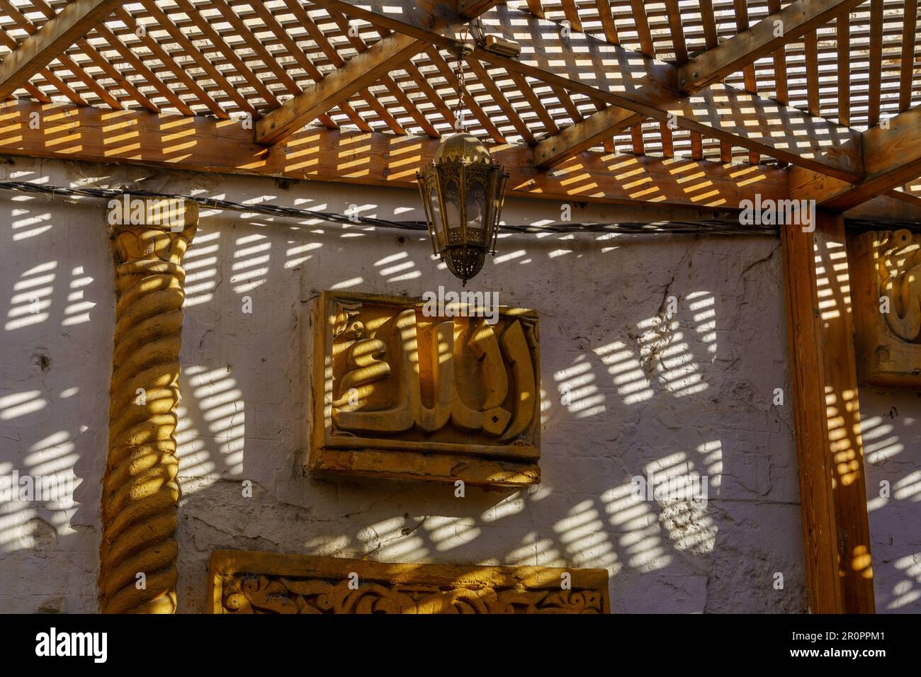 Casablanca, Morocco - March 29, 2023: View of a typical wooden grid ...