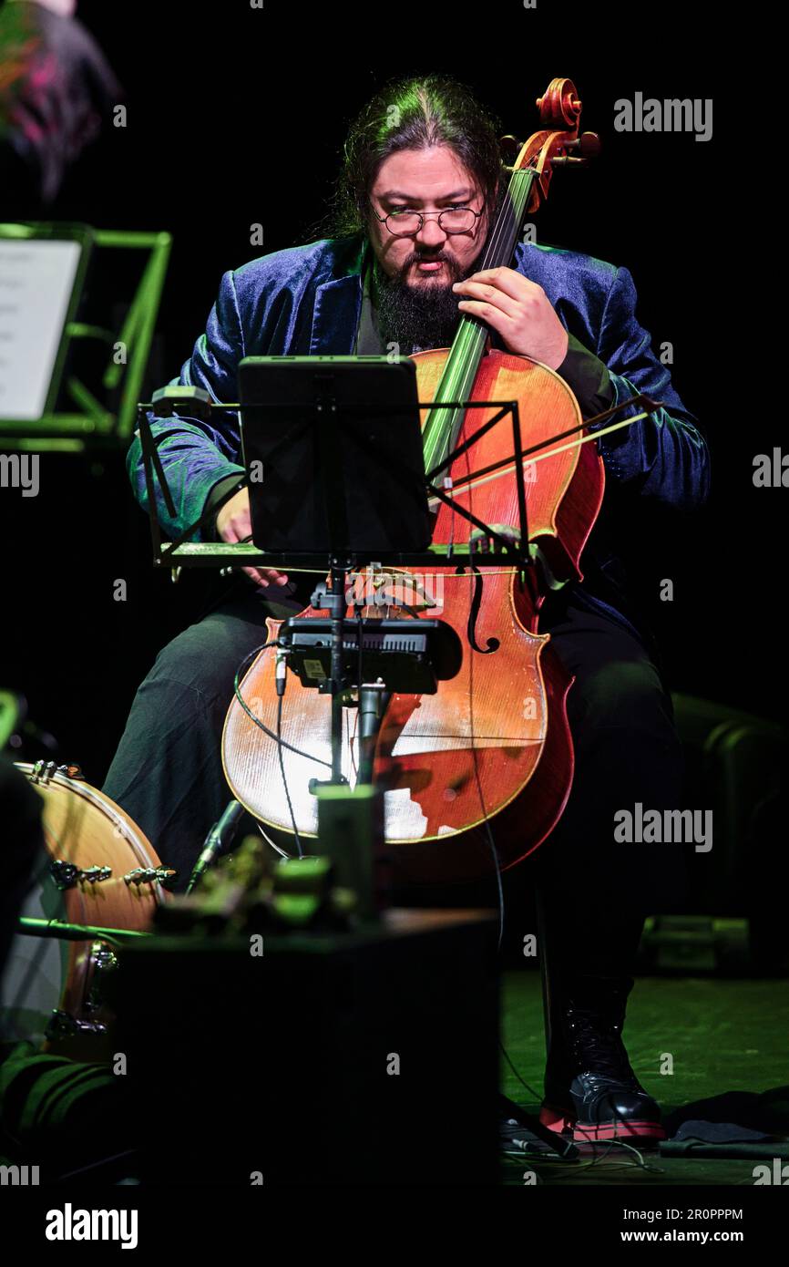 Brno, Czech Republic. 09th May, 2023. Paul Wiancko of Kronos Quartet ...