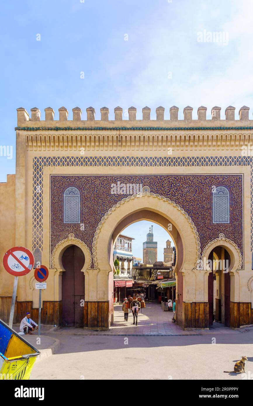 Fes, Morocco - March 31, 2023: View of the Bab Boujloud gate, with ...