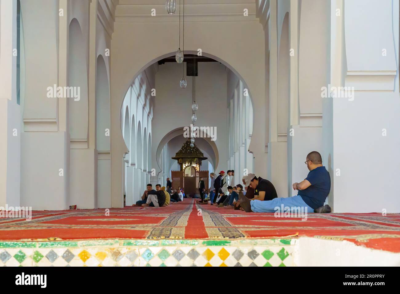 Fes, Morocco - March 31, 2023: View of a mosque with Ramadan prayers ...