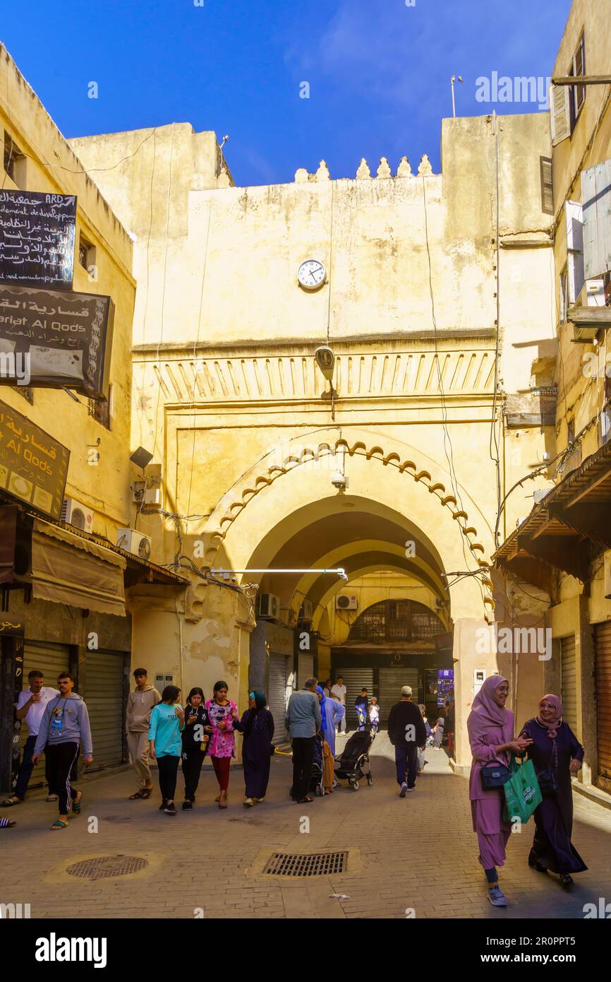 Fes, Morocco - March 31, 2023: Street scene near the Semmarin Medina ...