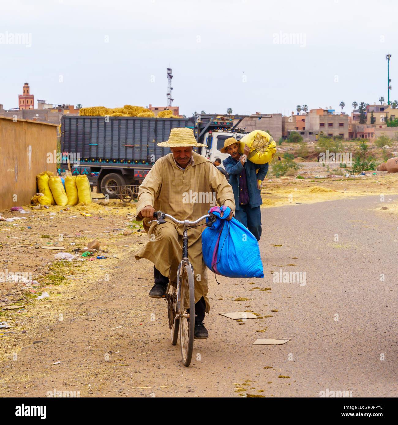 Ait Ourir, Morocco - April 04, 2023: Local market scene, with locals ...