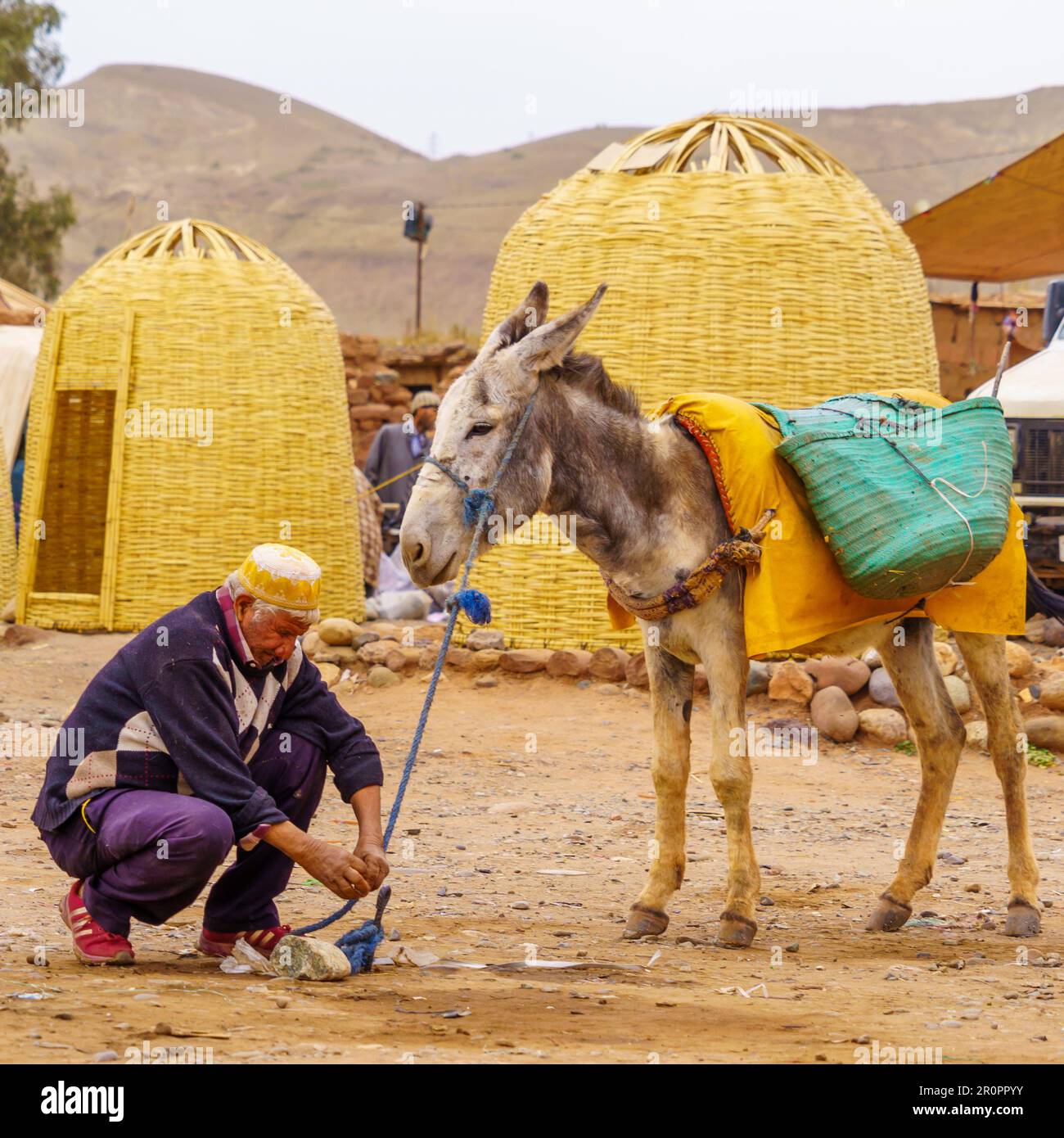 Ait Ourir, Morocco - April 04, 2023: Local market scene, with a local ...