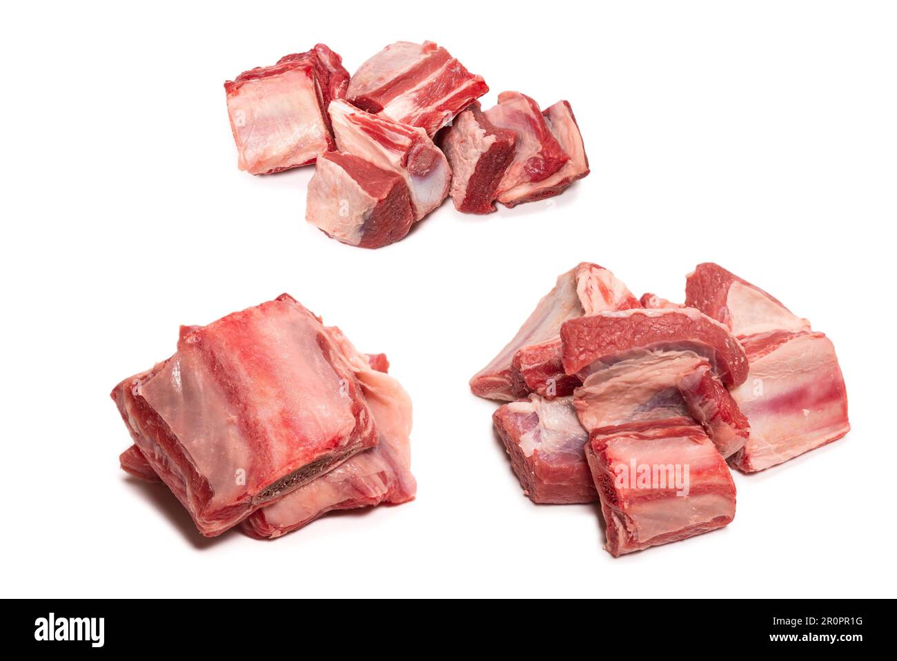 Raw beef ribs isolated on white background. Top view Stock Photo - Alamy