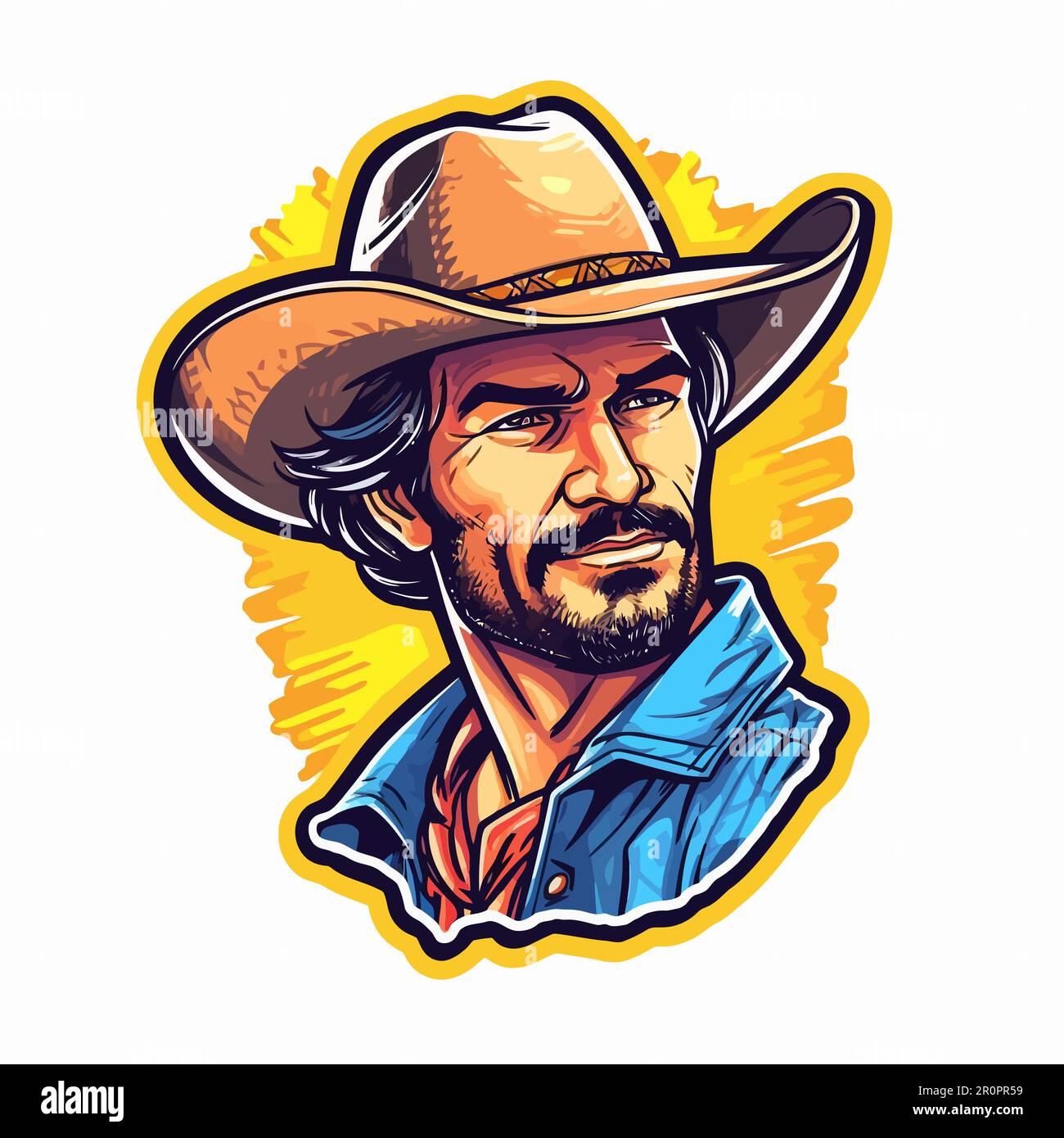 Stylish Comic Style Hot Cowboy Sticker with Striking Color Contrast ...