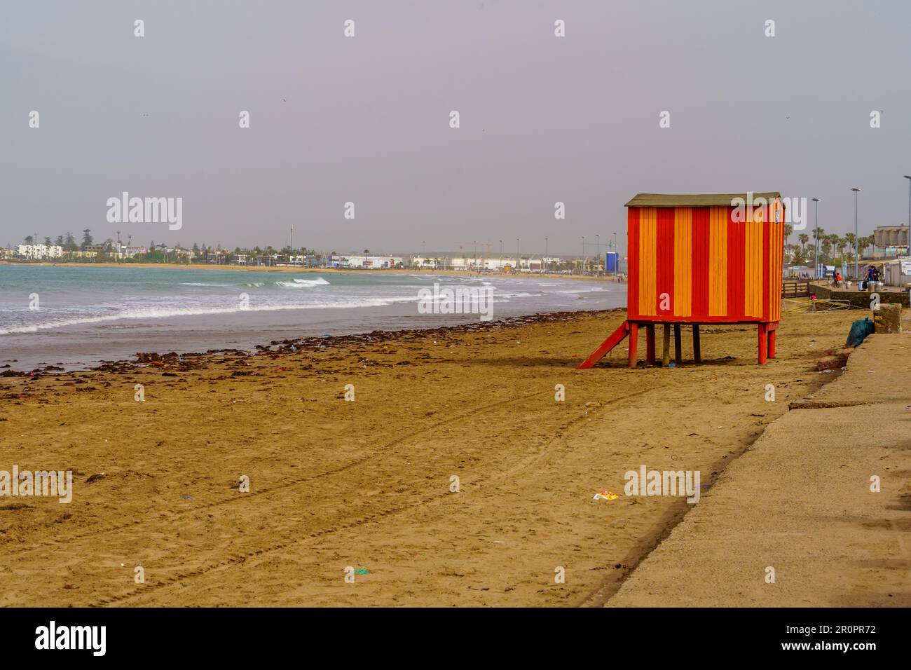 El Jadida, Morocco - April 08, 2023: View of the beach, with locals and ...