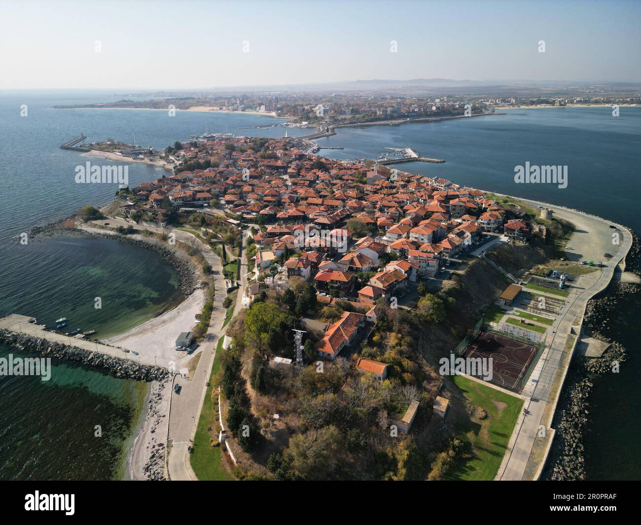 An aerial view of Nessebar in Burgas Province, on Bulgaria's Black Sea ...