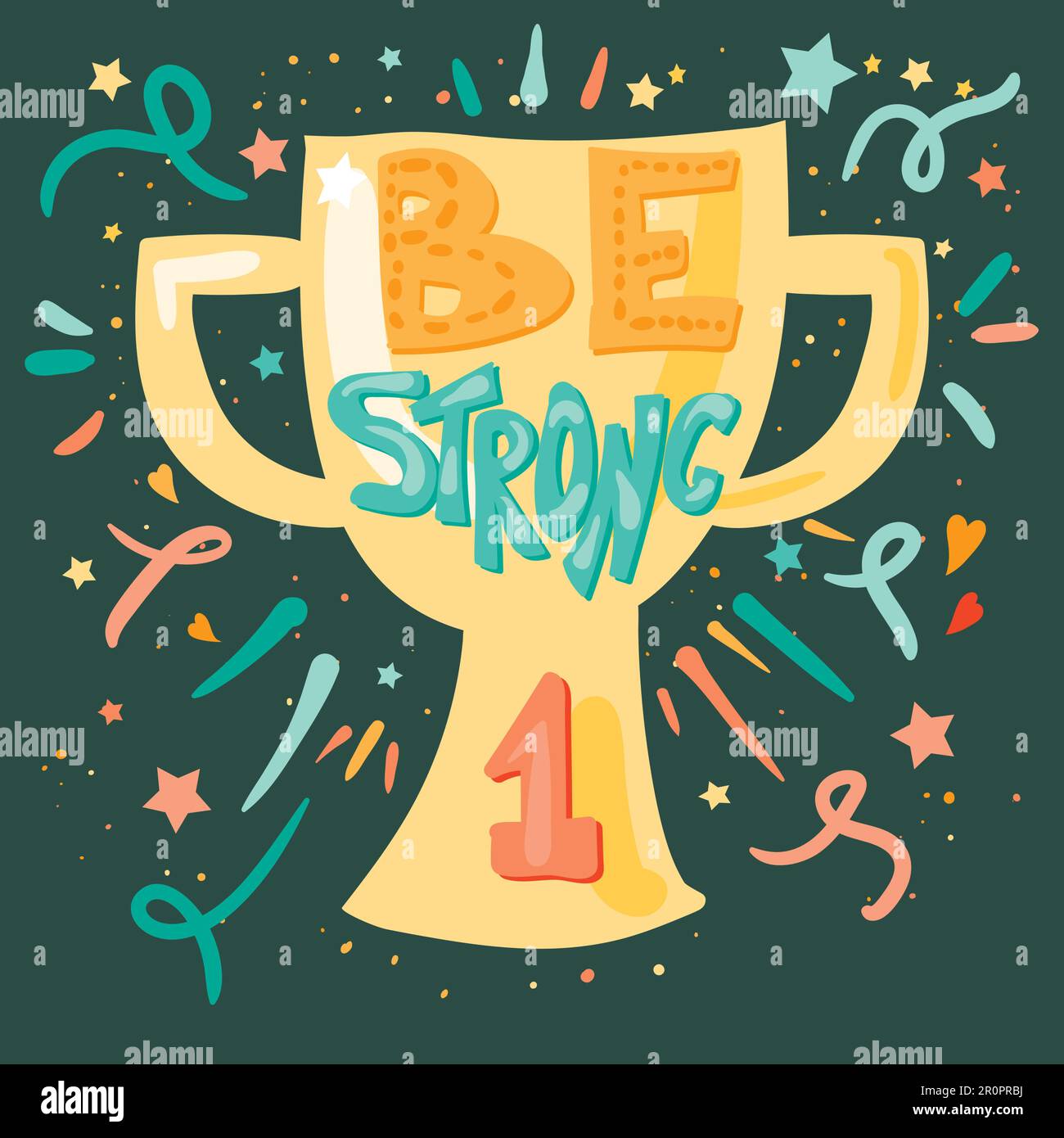 Victory concept - gold cup with the retro style lettering - be strong ...