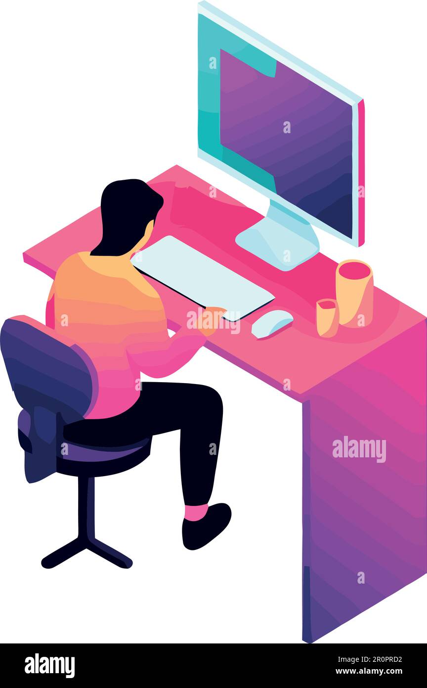 Desks computers Stock Vector Images - Alamy