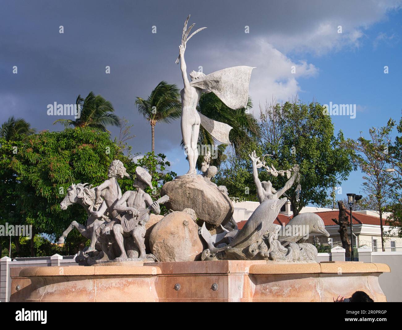 Raices Fountain near Paseo de la Princesa in Old San Juan, Puerto Rico ...