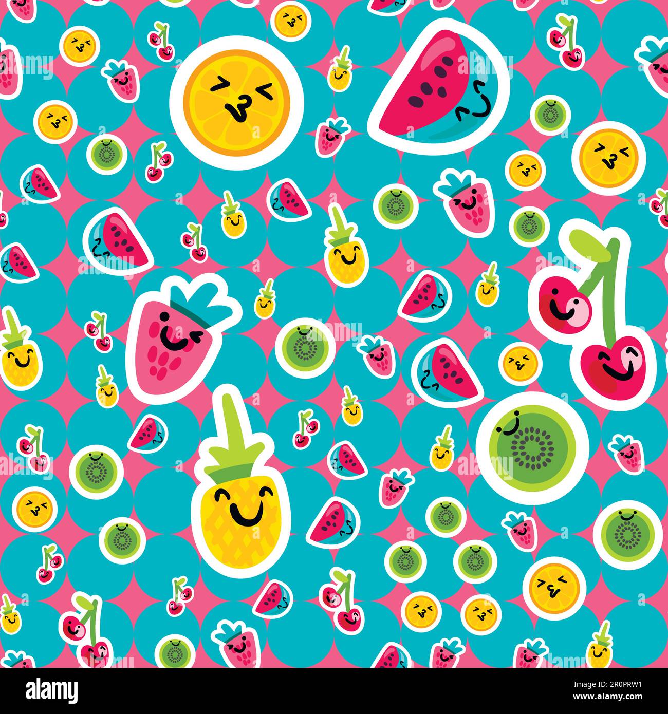 Vector Summer Fruits Patterns in cartoon style. Fruits and berries ...