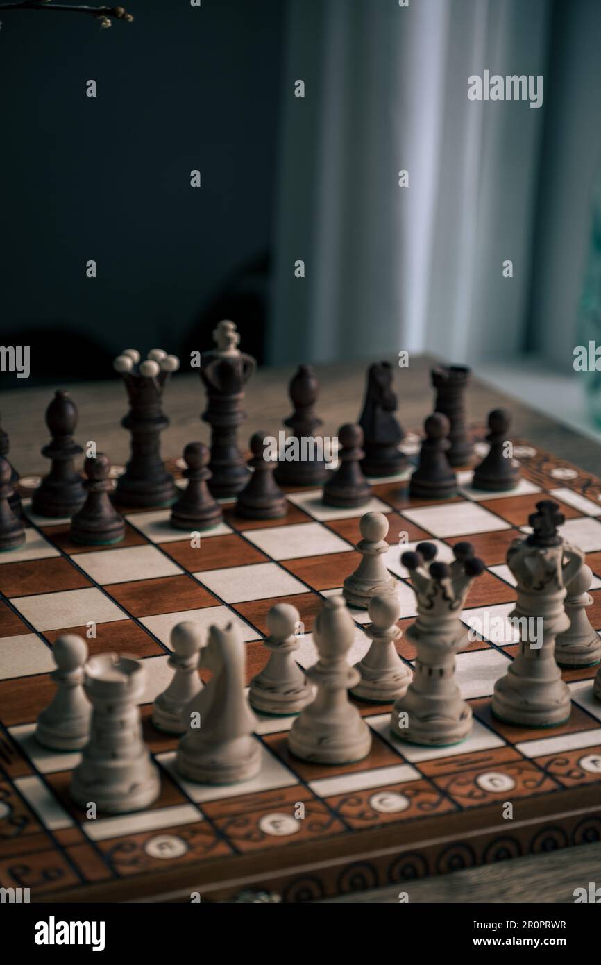 Beautiful Wooden Chess Board Overview Stock Photo - Alamy