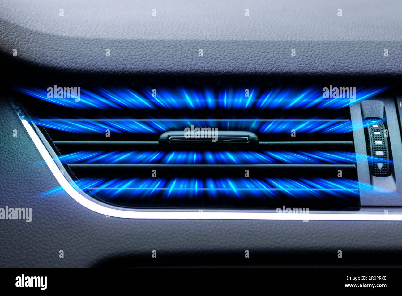 Car vent with cold air. Cockpit vent air flow of modern car. Cool ...