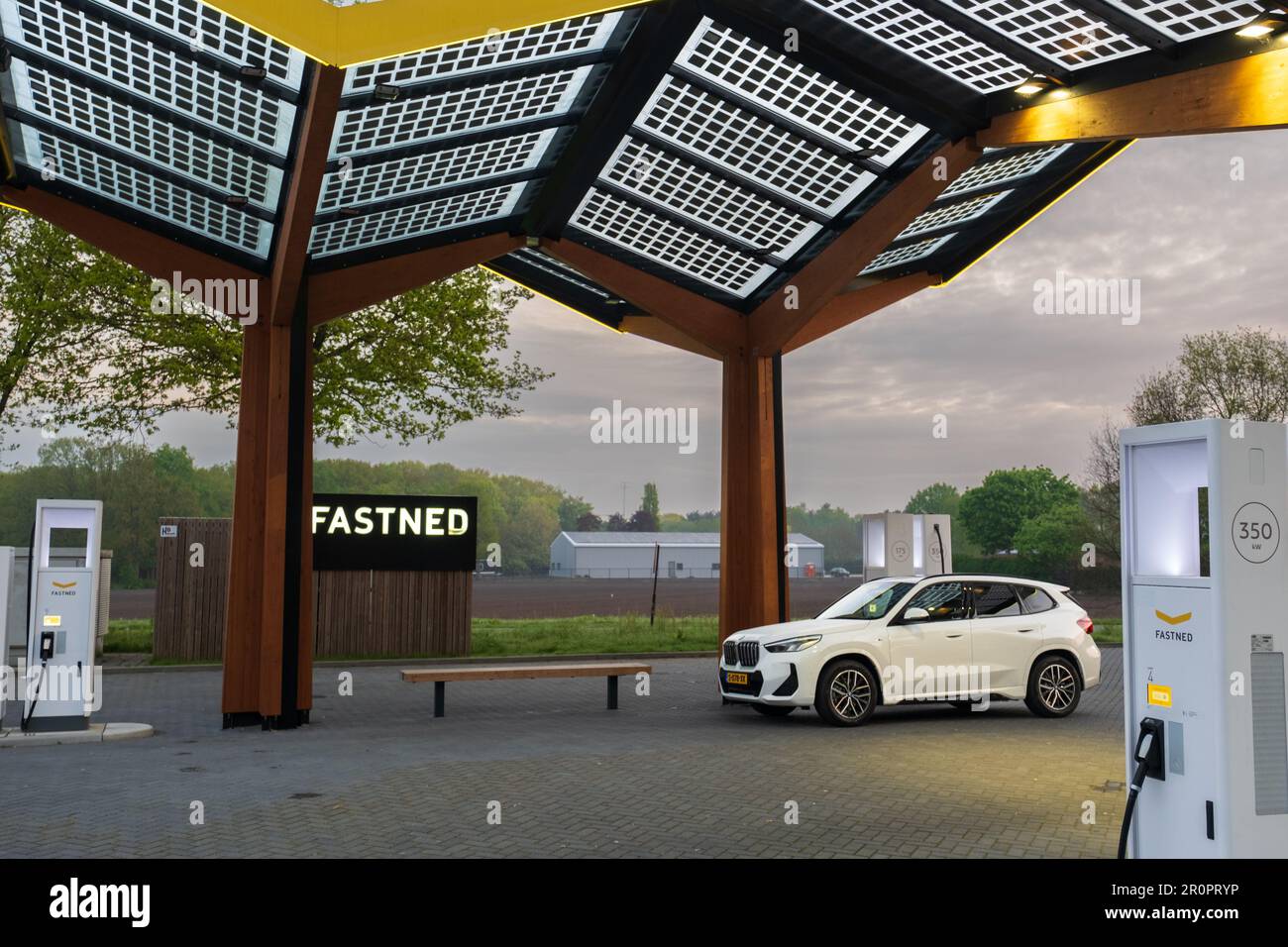 Roosendaal, The Netherlands - May 6 2023: Fastned public fast-charging ...