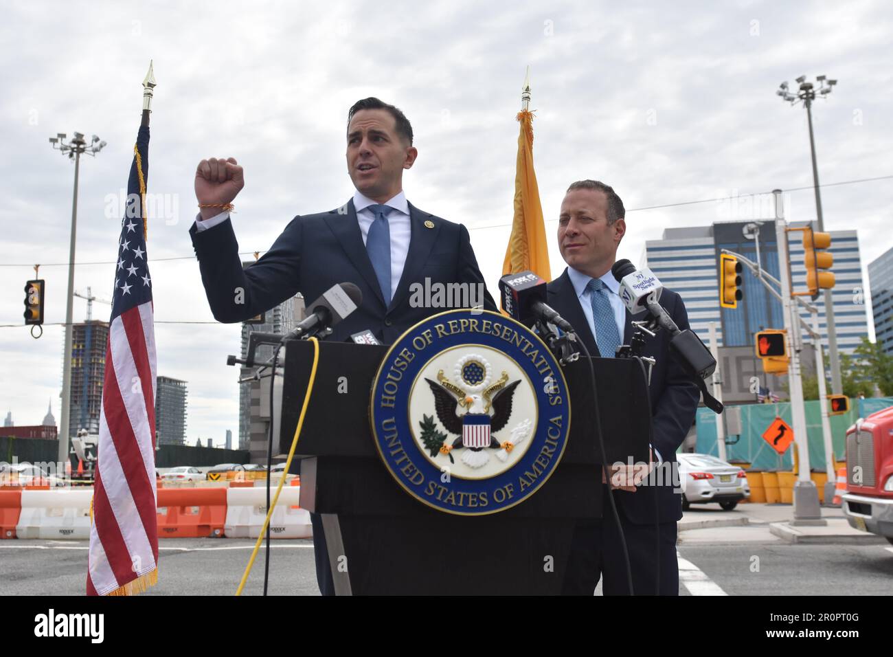 Congressman Rob Menendez (NJ-8) (Left) speaks in anger and disgust as ...