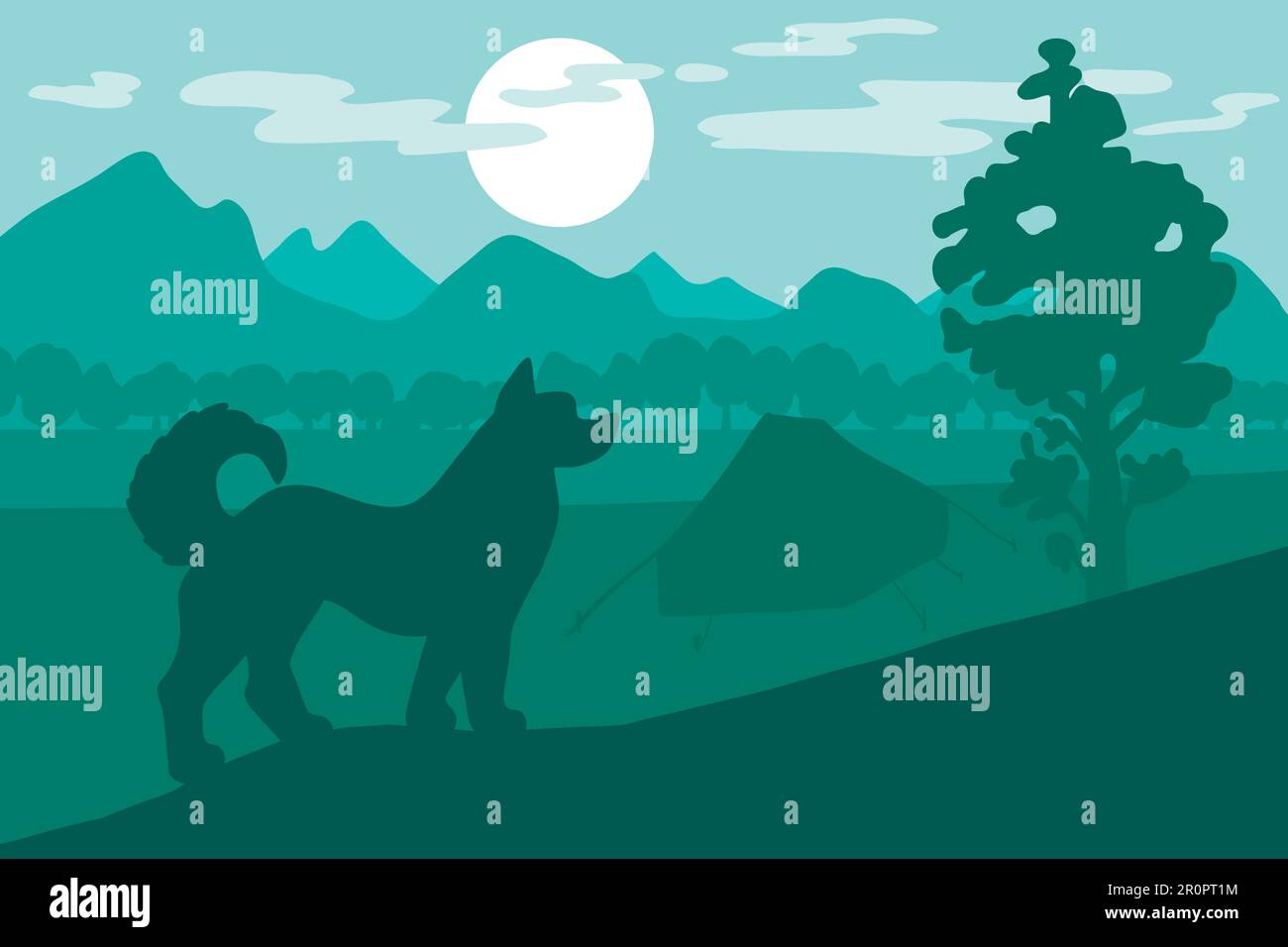 Outdoor adventure with dog Stock Vector Images - Alamy