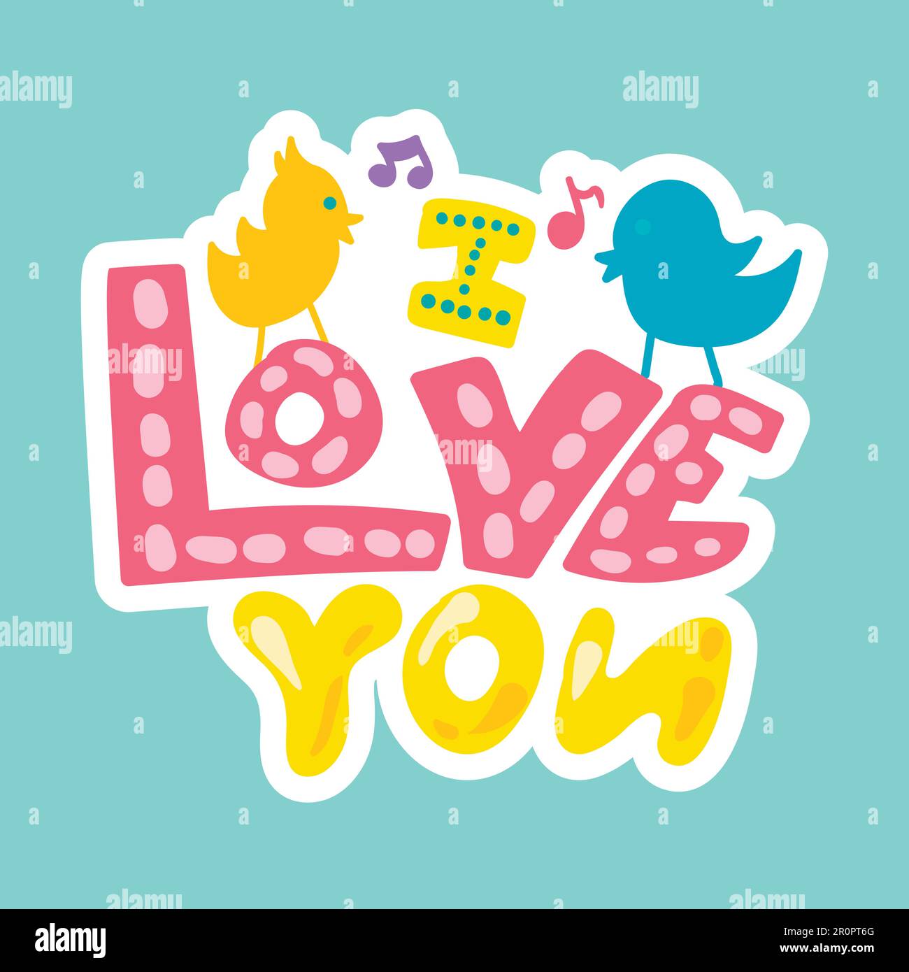 Vector Romantic Love Patch in doodle cartoon style. I love you. Girl ...