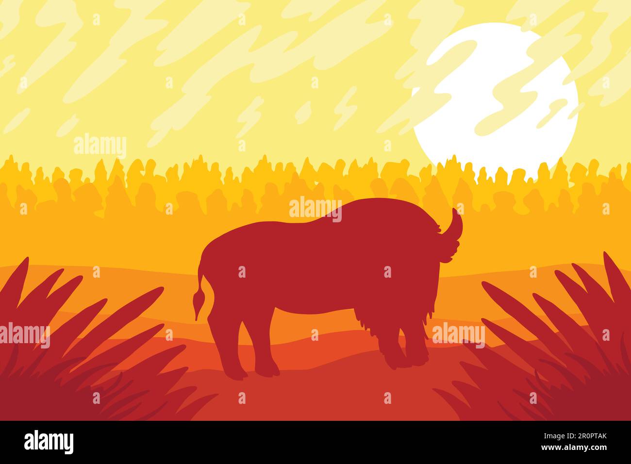 Bison yellow grass Stock Vector Images - Alamy