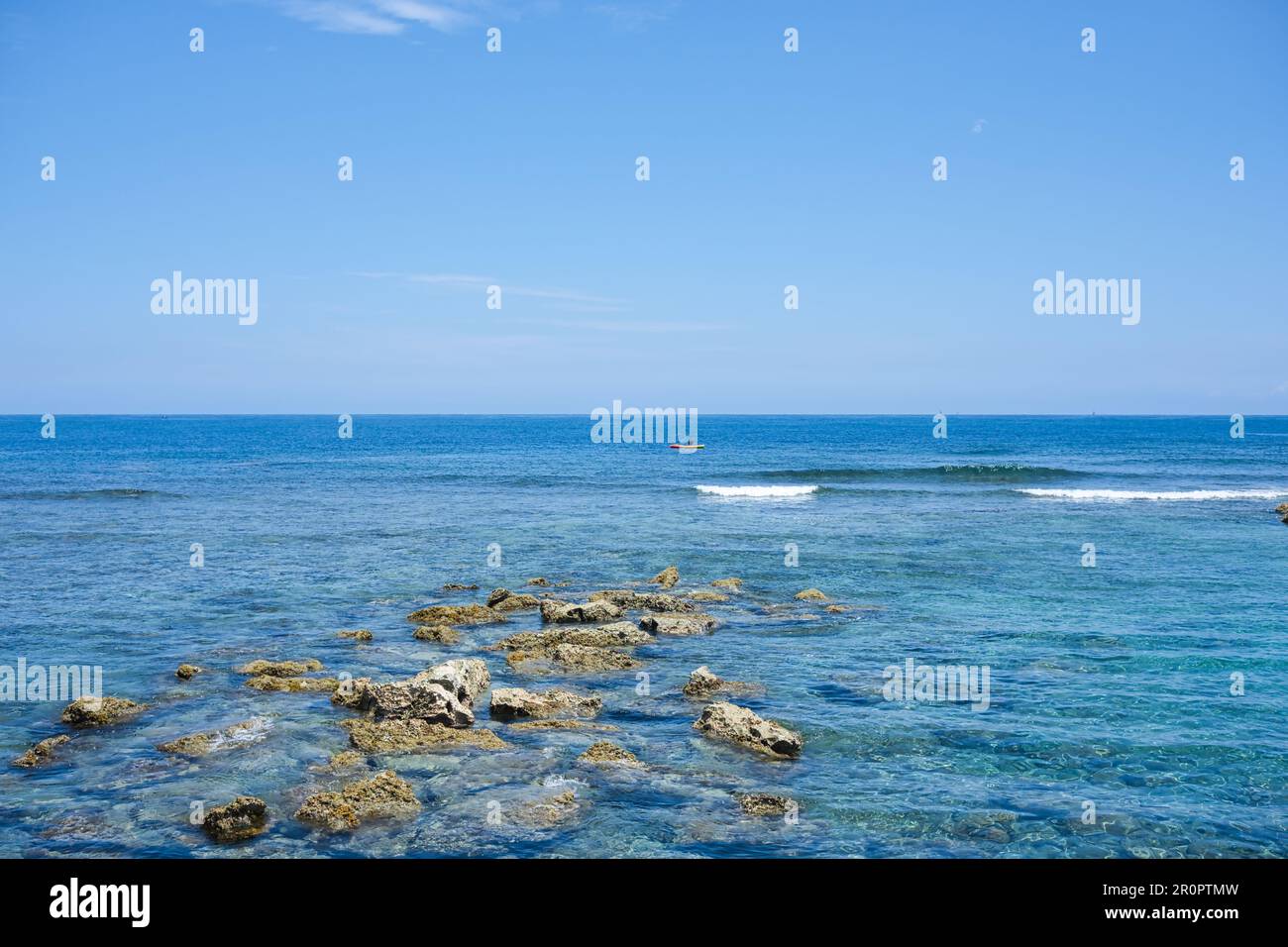 Landscape view of a rocky beach and ocean in Labadee Haiti Stock Photo ...