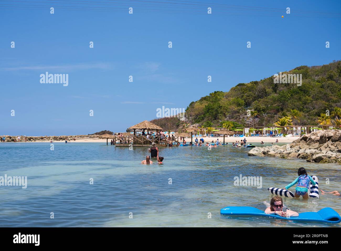 Labadee Haiti. View of beach, mountains, and blue water Stock Photo - Alamy