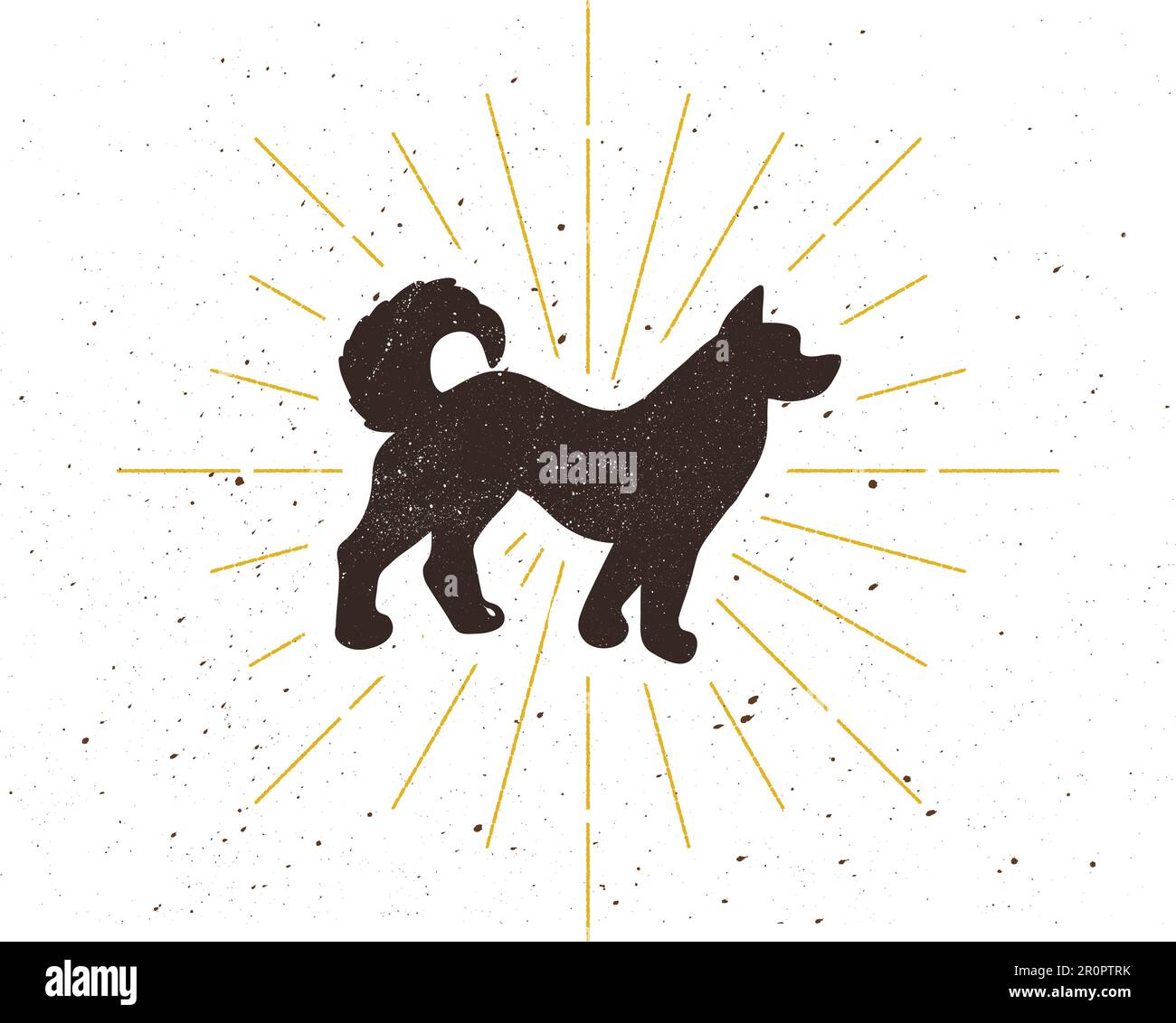 Retro dog silhouette with letterpress effect. Shelter and protection ...