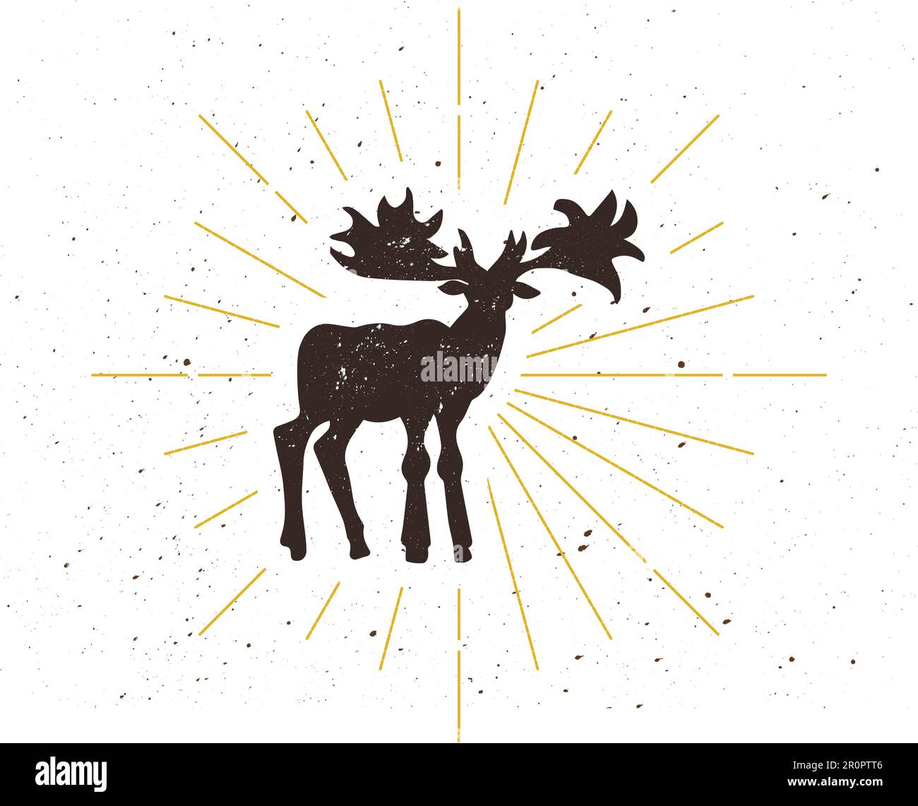 Retro moose silhouette logo. Wild deer sign and vintage logotype ...