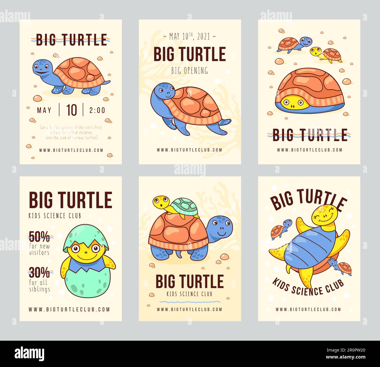 Kid science club brochure designs with big turtles Stock Vector Image ...