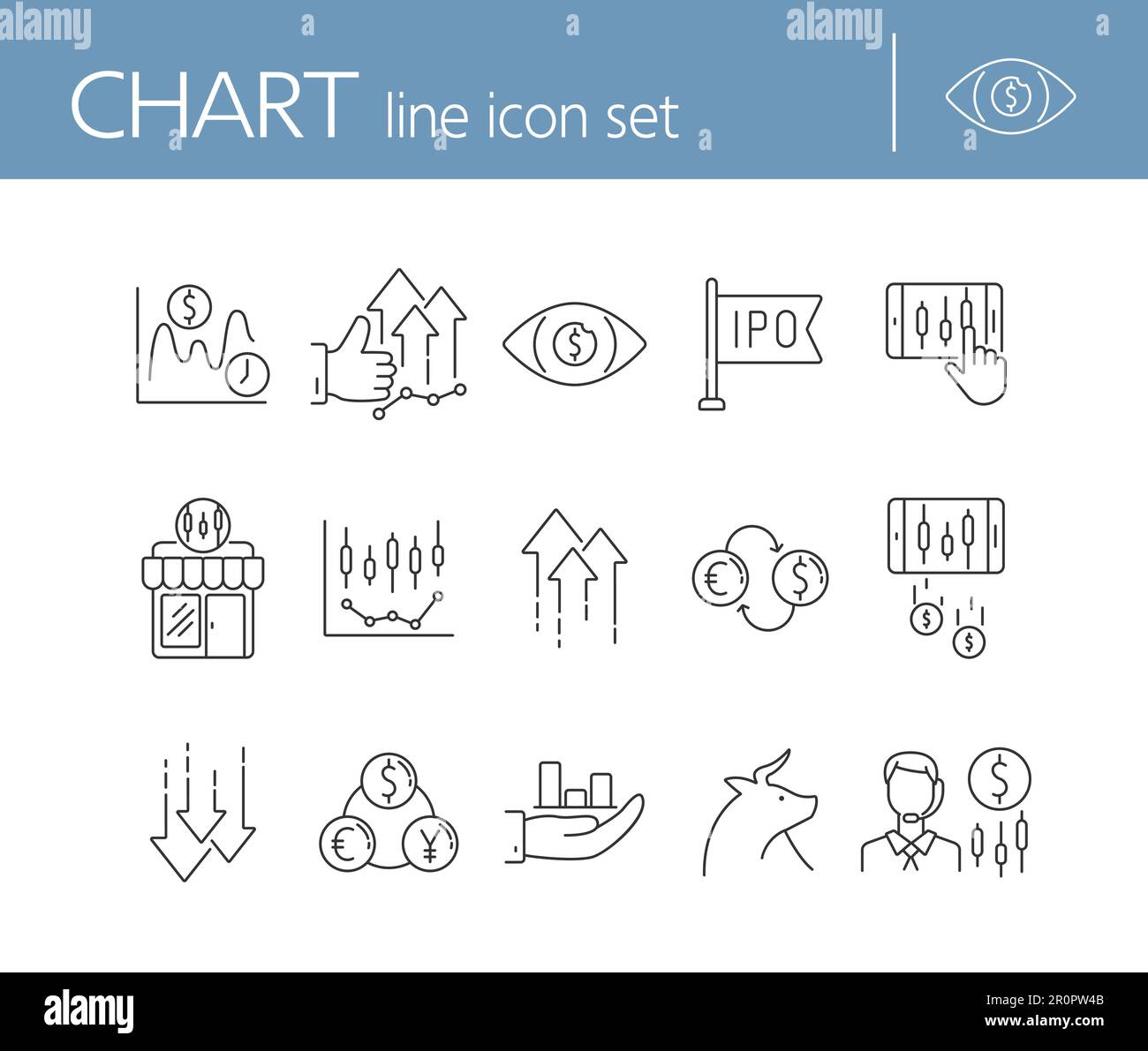 Chart line icon set Stock Vector Image & Art - Alamy