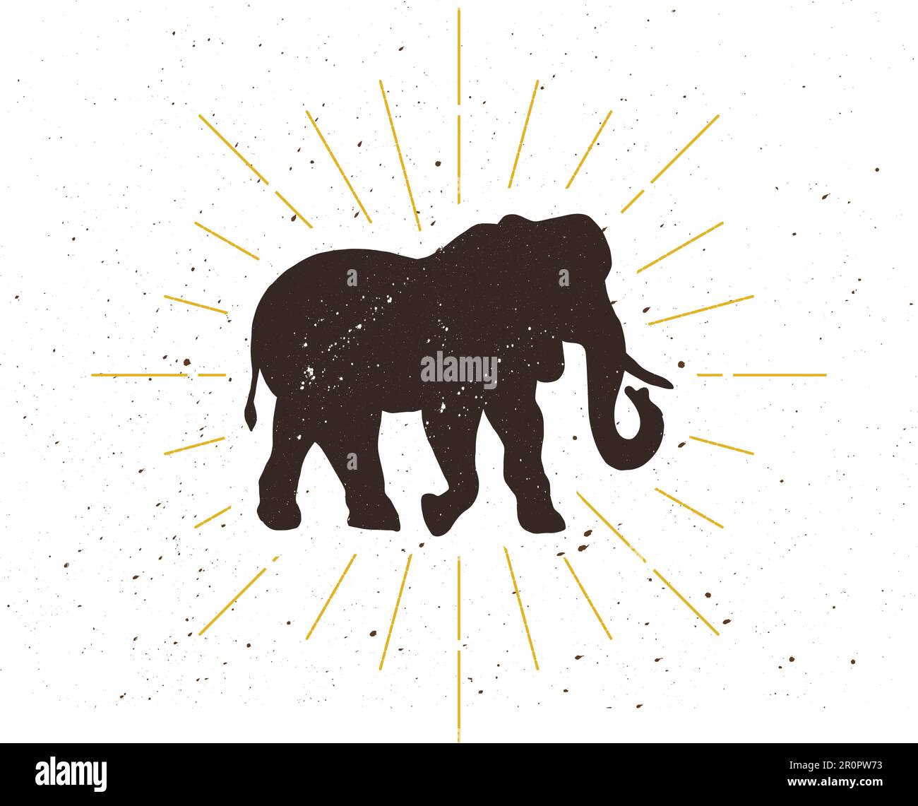 Retro elephant silhouette logo. Power sign and vintage logotype. Zoo ...