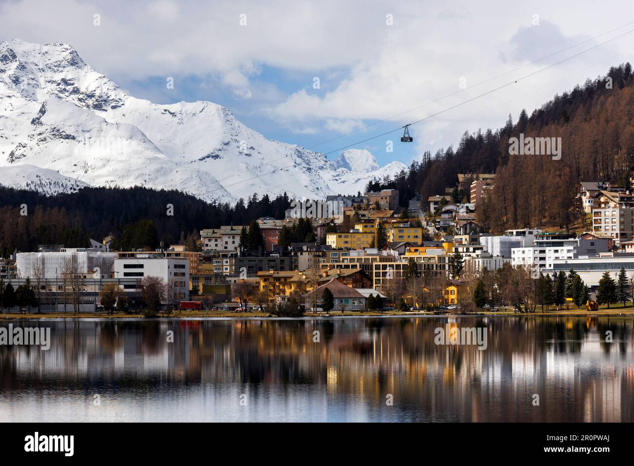famous swiss town st moritz in the alps Stock Photo - Alamy