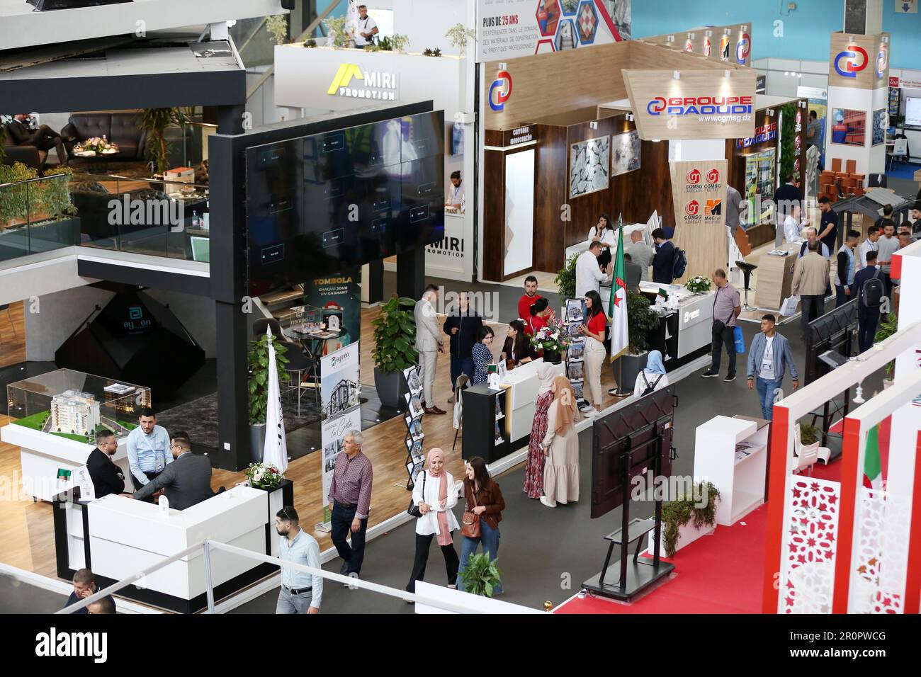 Algiers. 9th May, 2023. People visit a trade show of construction ...