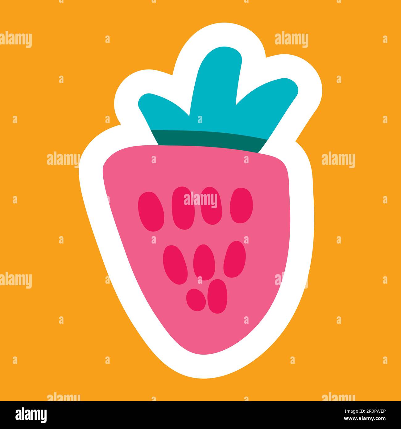 Strawberry cartoon sticker. Nice berry. Girl fashion patch. Sweet and ...