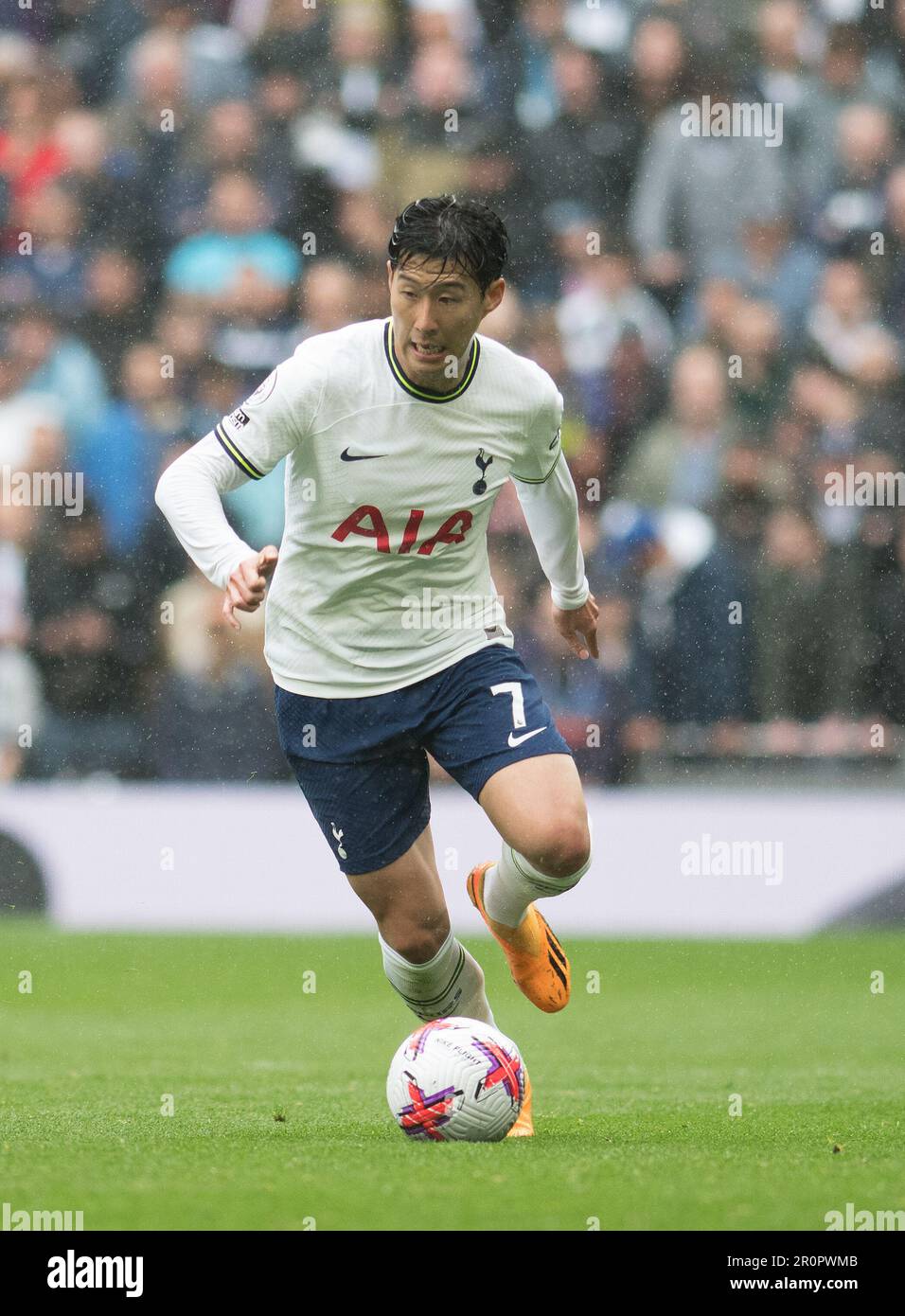 Heung-Min Son of Tottenham Hotspur in action. Premier League match ...