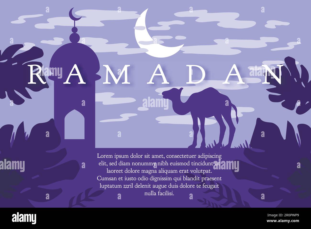 Ramadan greeting with camel, Islamic greeting card for Ramadan Kareem ...