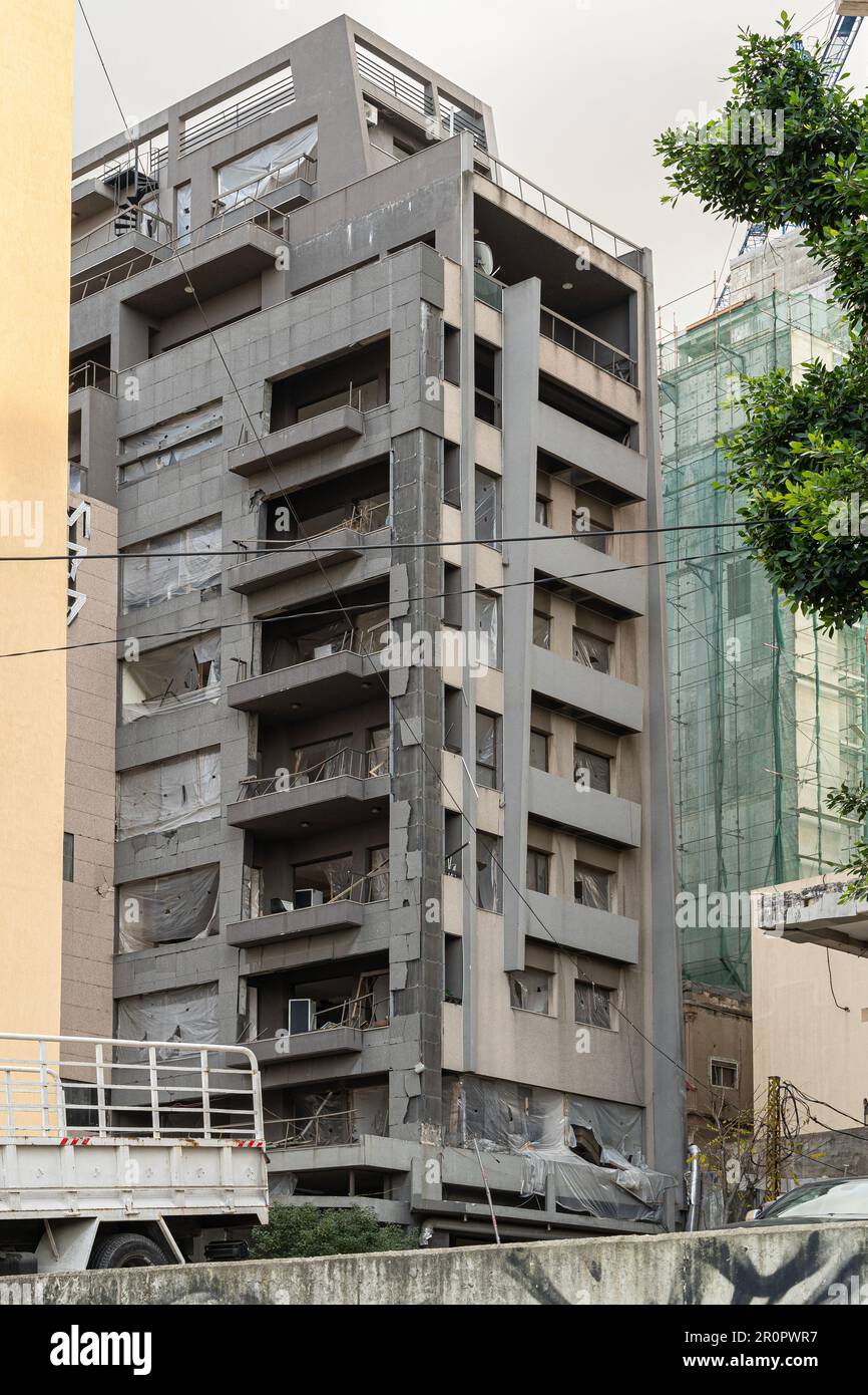 ffice building in Beirut destroyed in an explosion, Beirut, Lebanon ...