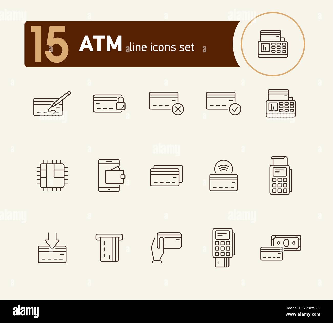 ATM line icon set Stock Vector Image & Art - Alamy
