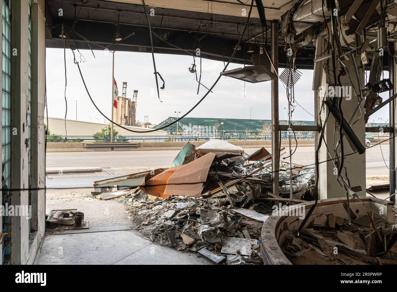 ffice building in Beirut destroyed in an explosion, Beirut, Lebanon ...