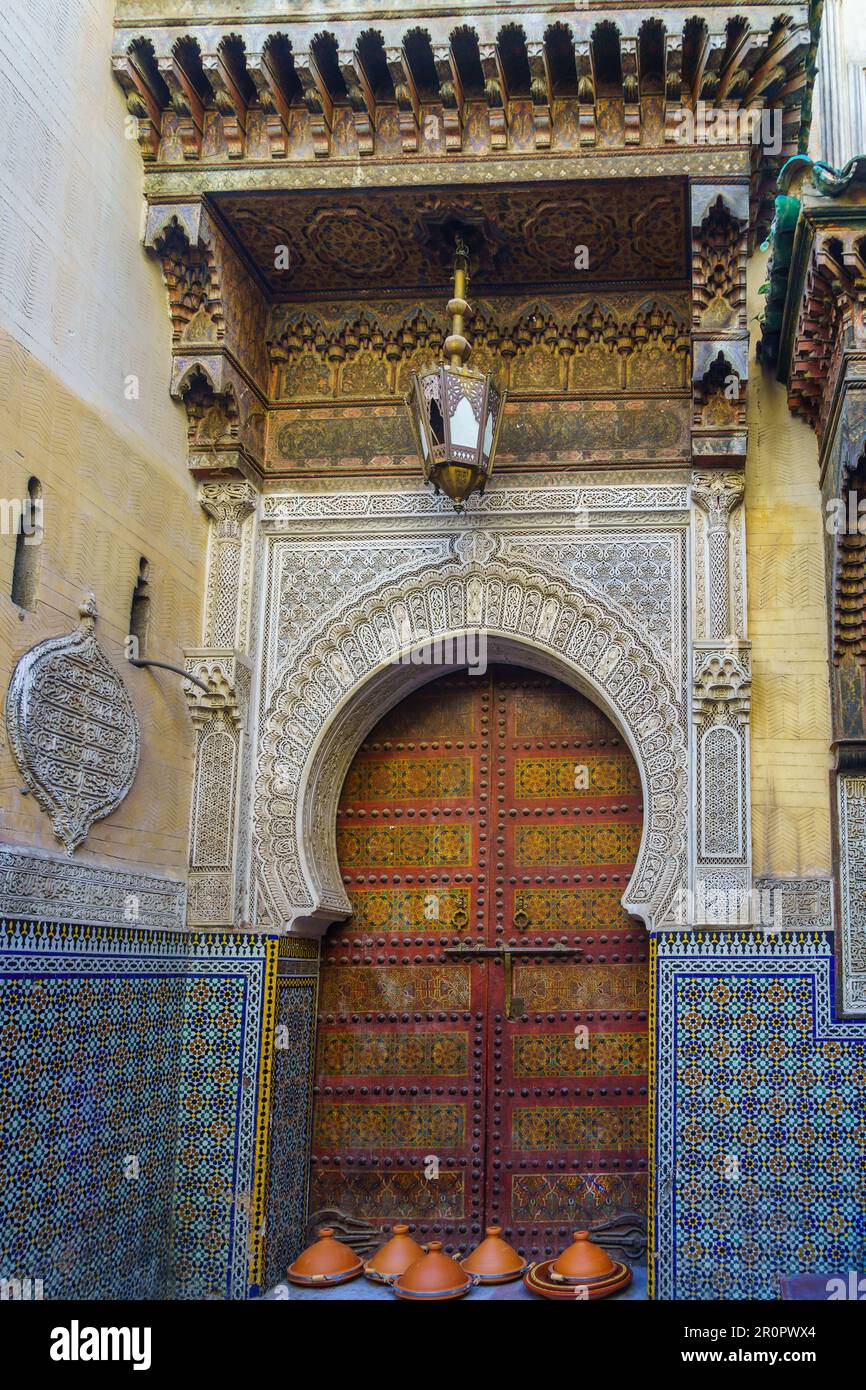 View of the Mausoleum of Sidi Ahmed al-Tijani, in the old Medina of Fes ...