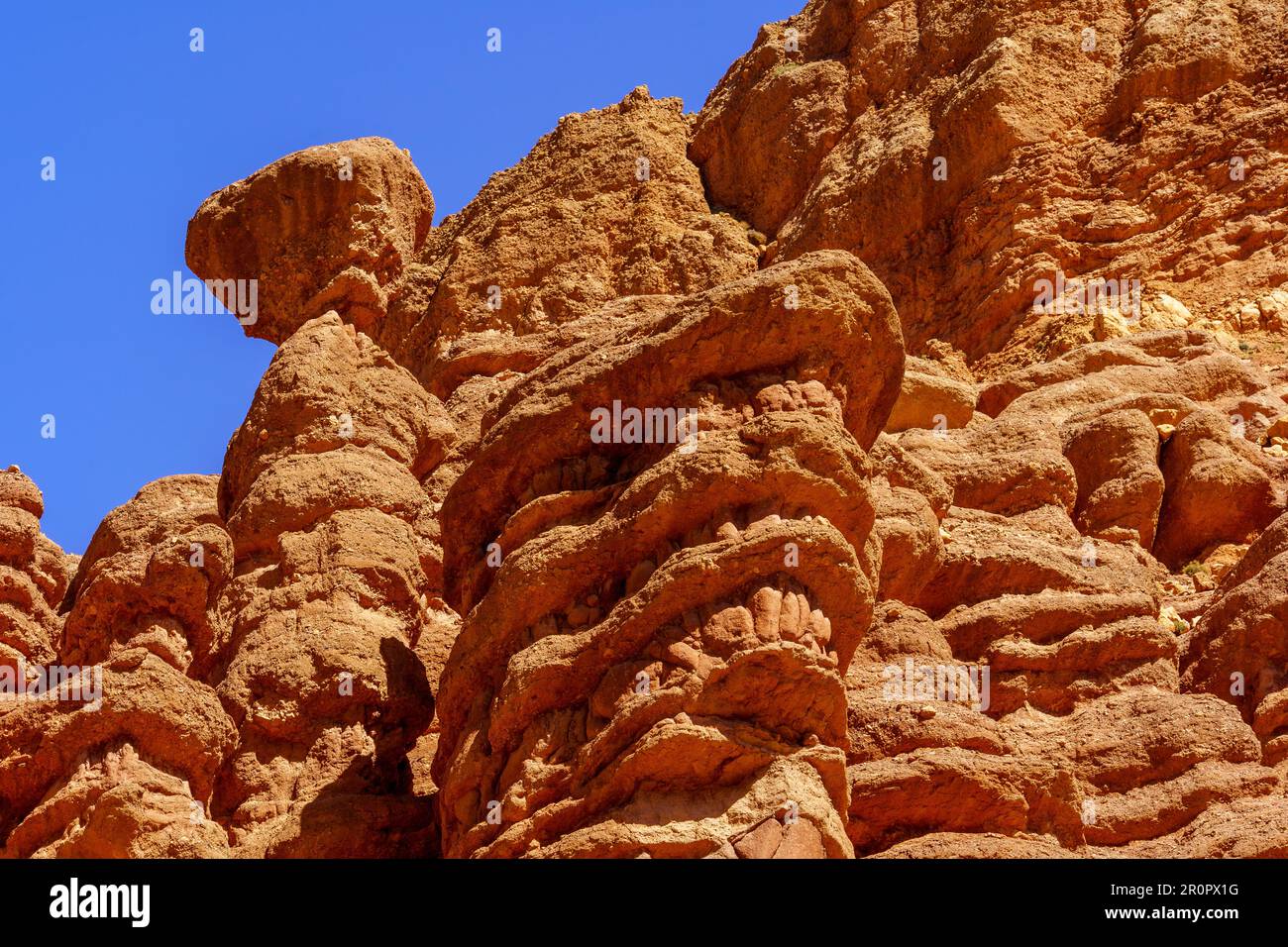 View of various rock formation, in the Dades Gorge, the High Atlas ...