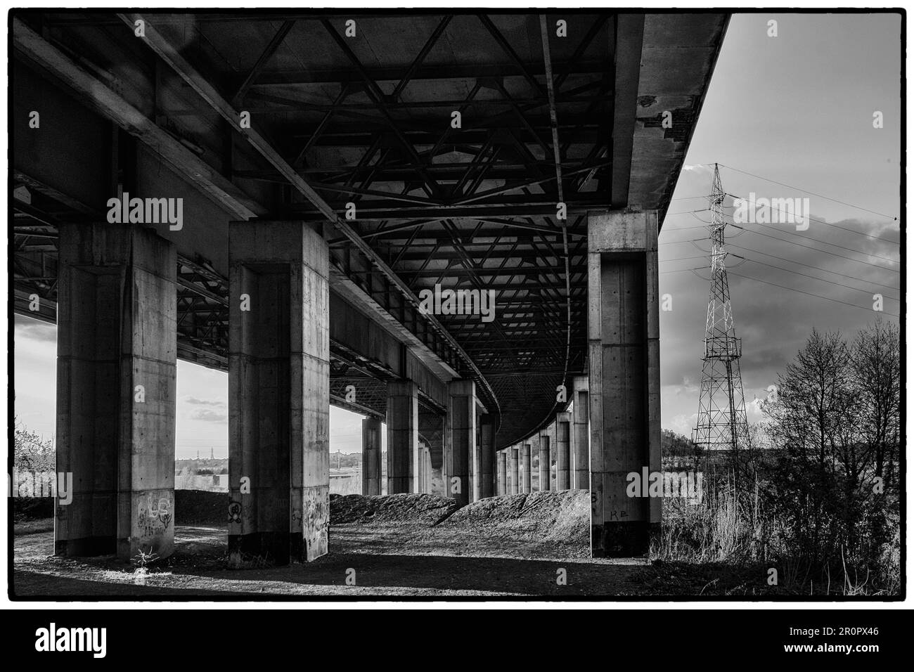 Under the Ring 3, named the Viaduc of Chatelet, view on the pilars out ...