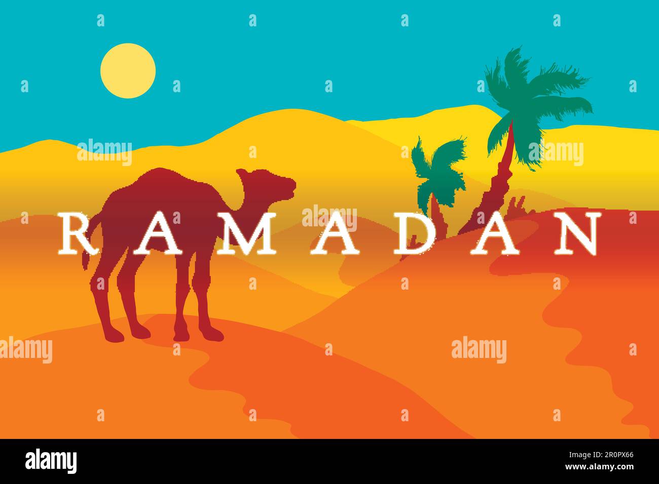 Ramadan greeting with camel, Islamic greeting card for Ramadan Kareem ...
