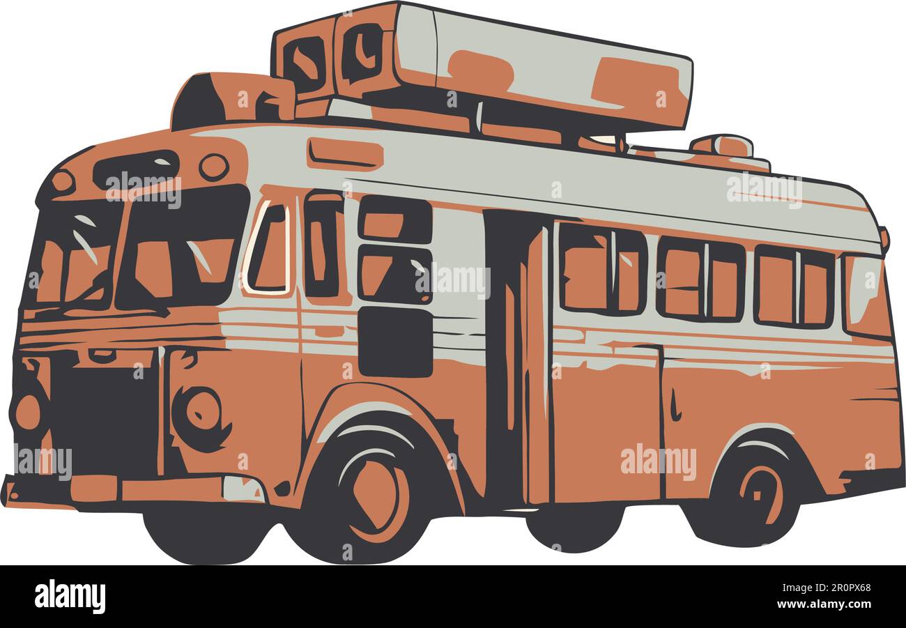Old fashioned bus delivers adventure tourism Stock Vector Image & Art ...