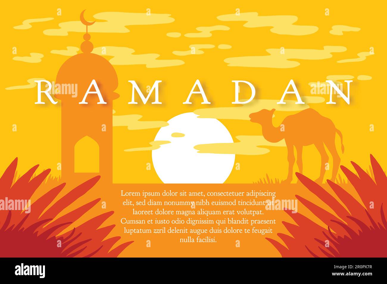 Ramadan greeting with camel, Islamic greeting card for Ramadan Kareem ...