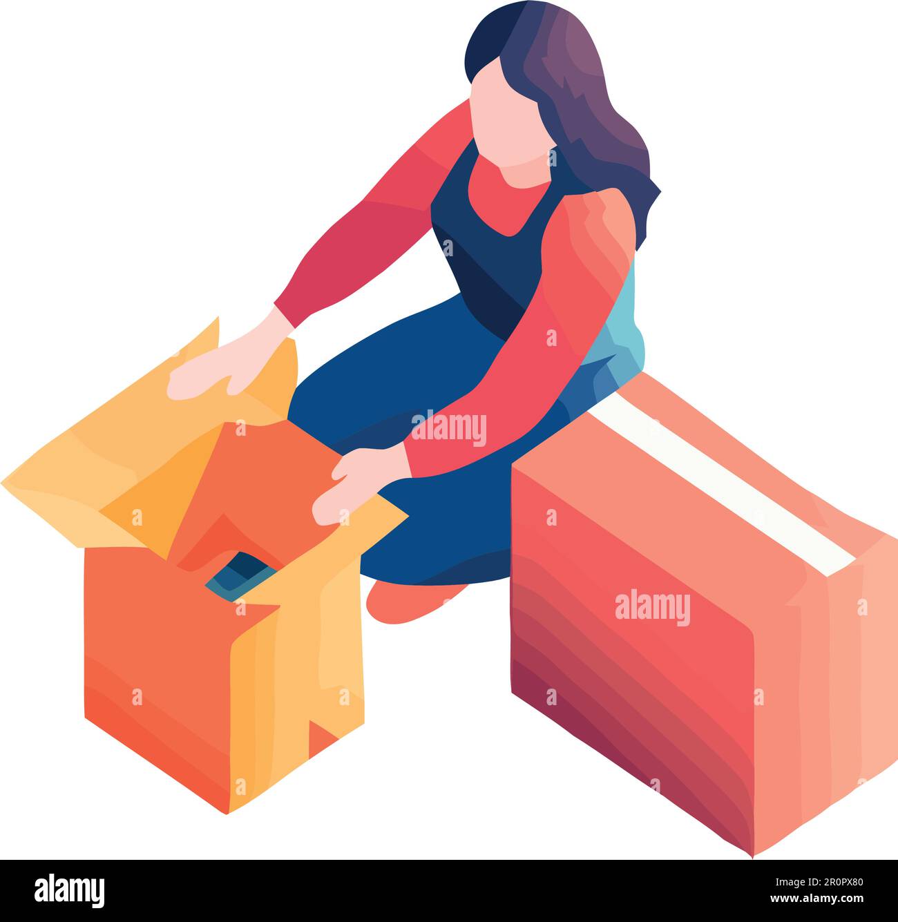 woman packing boxes with happiness Stock Vector Image & Art - Alamy