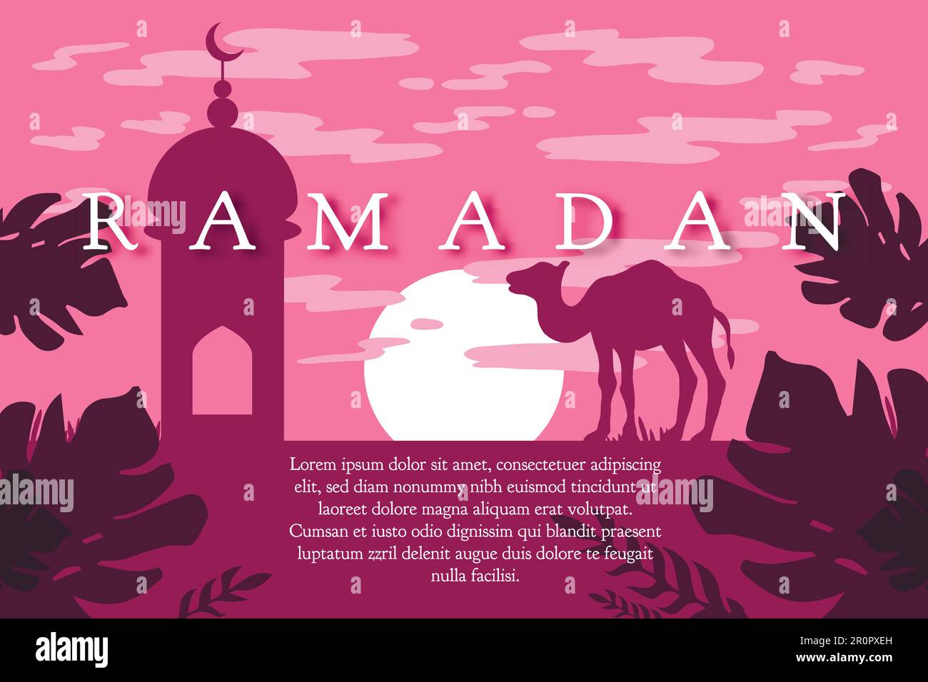 Ramadan greeting with camel, Islamic greeting card for Ramadan Kareem ...