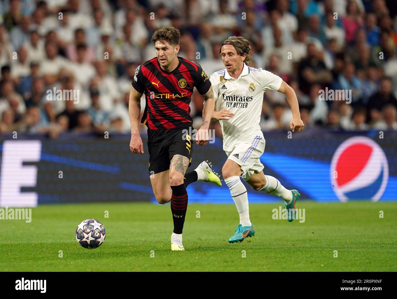 Manchester City's John Stones in action during the UEFA Champions League, semi-final, first leg ...