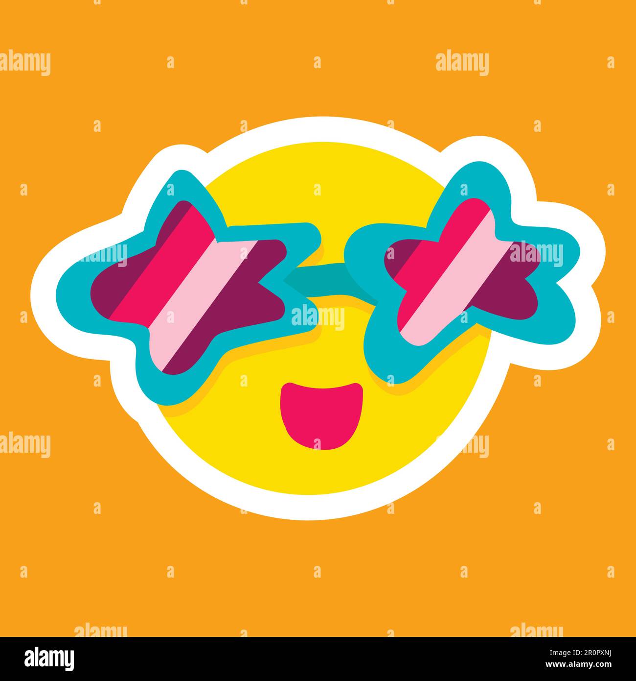 Yellow fun sun with glassses. Summer sticker and patch. Hot time symbol ...