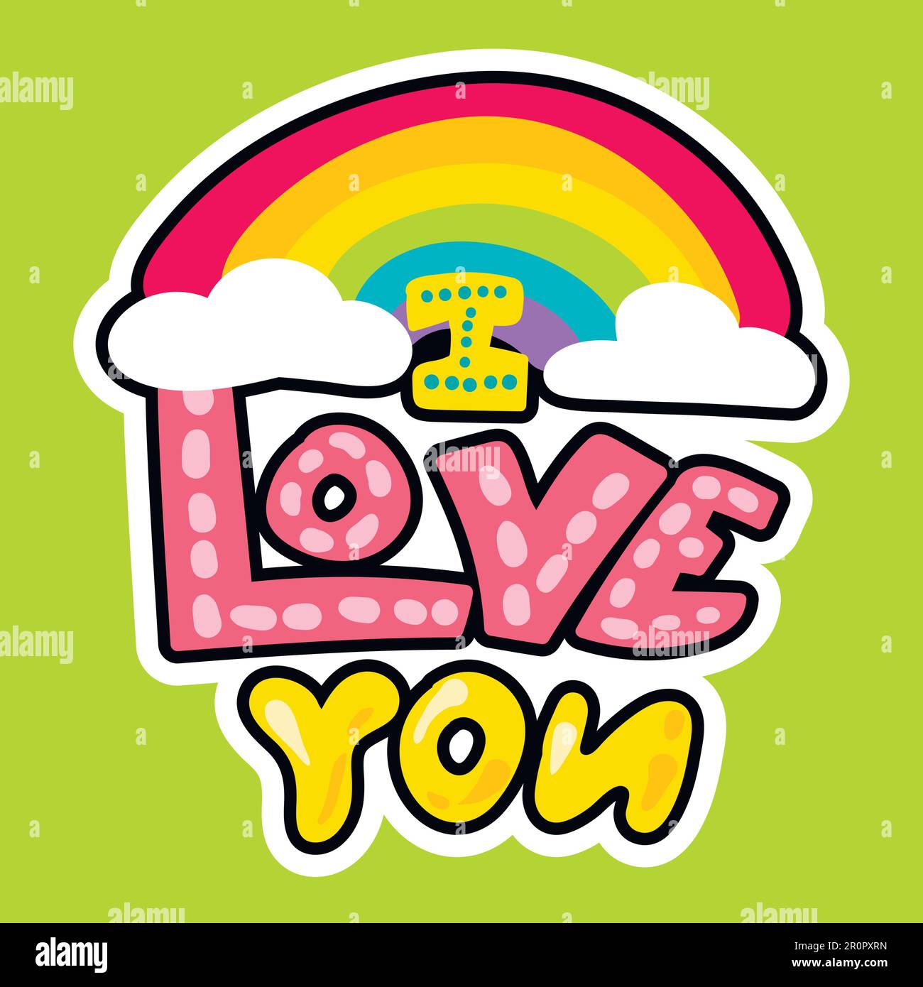 Romantic concept - I love you. The inscription with amusing colored ...