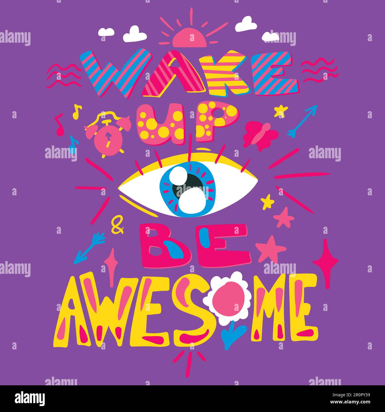 Fun Poster For Good Morning Wake Up And Be Awesome Vector Stock Vector Image And Art Alamy